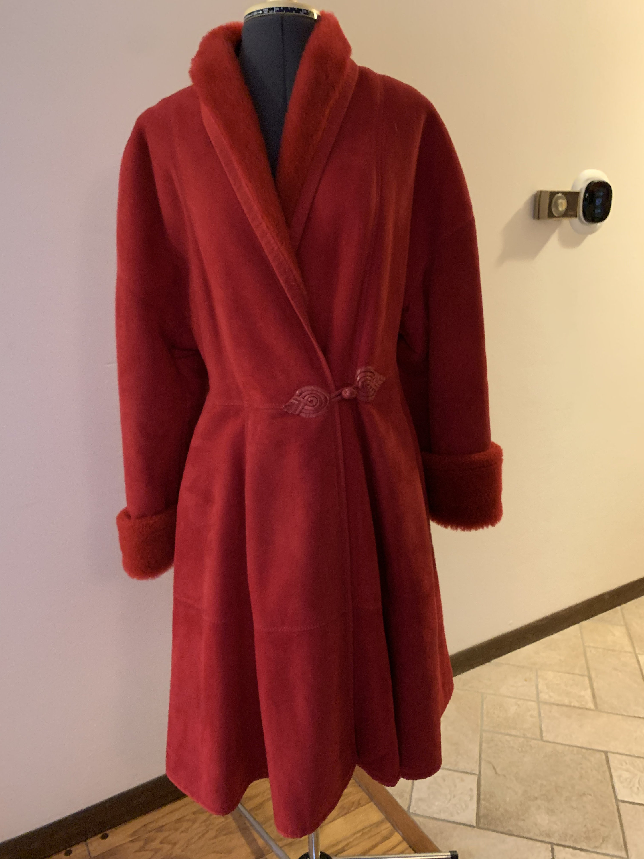 1980's Italian Shearling Red Coat by Skinni Size 42 - Etsy