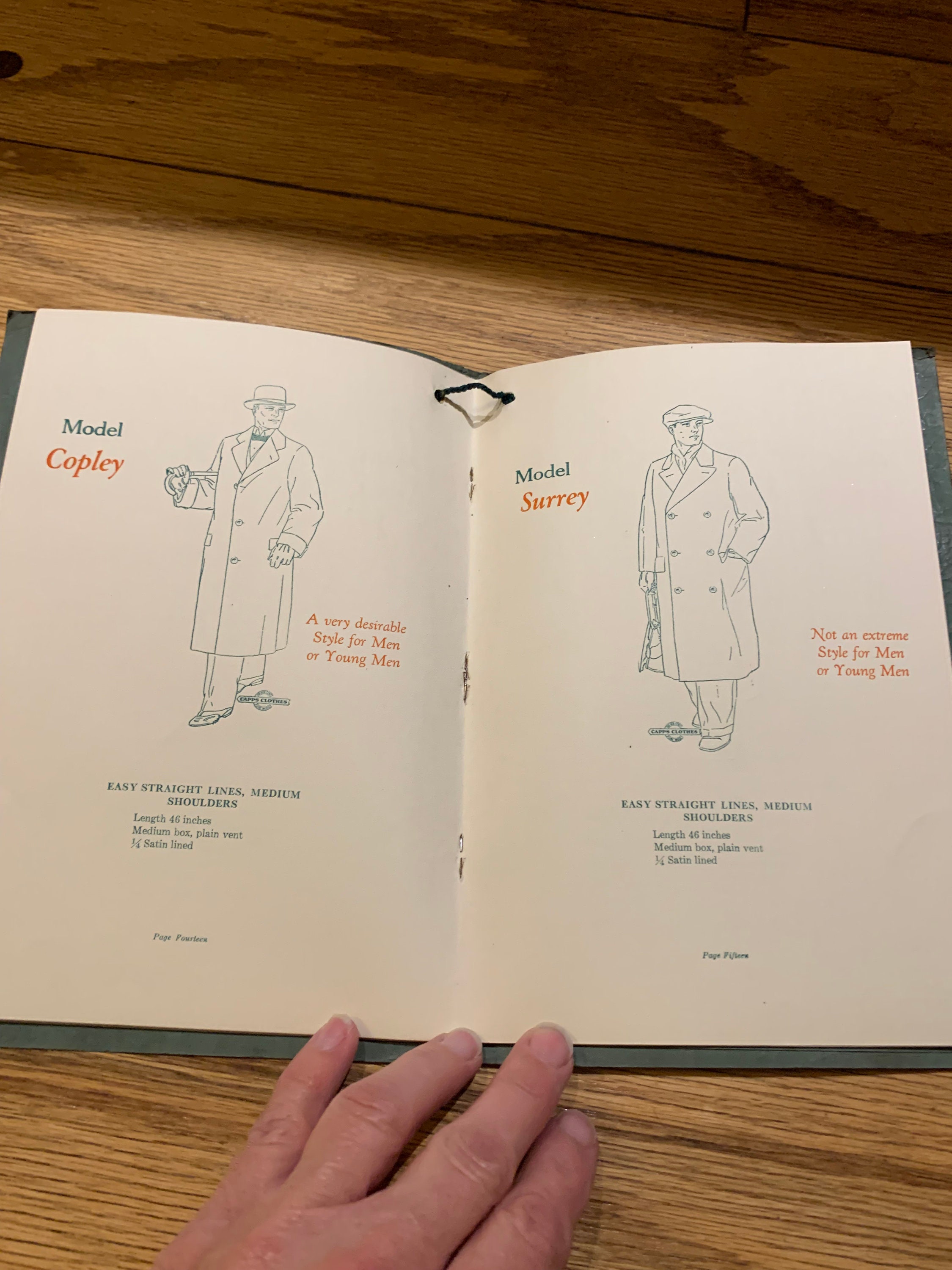 RARE 1927-28 J. Capps and Sons, Capps Clothes Salesman's Sample Autumn ...