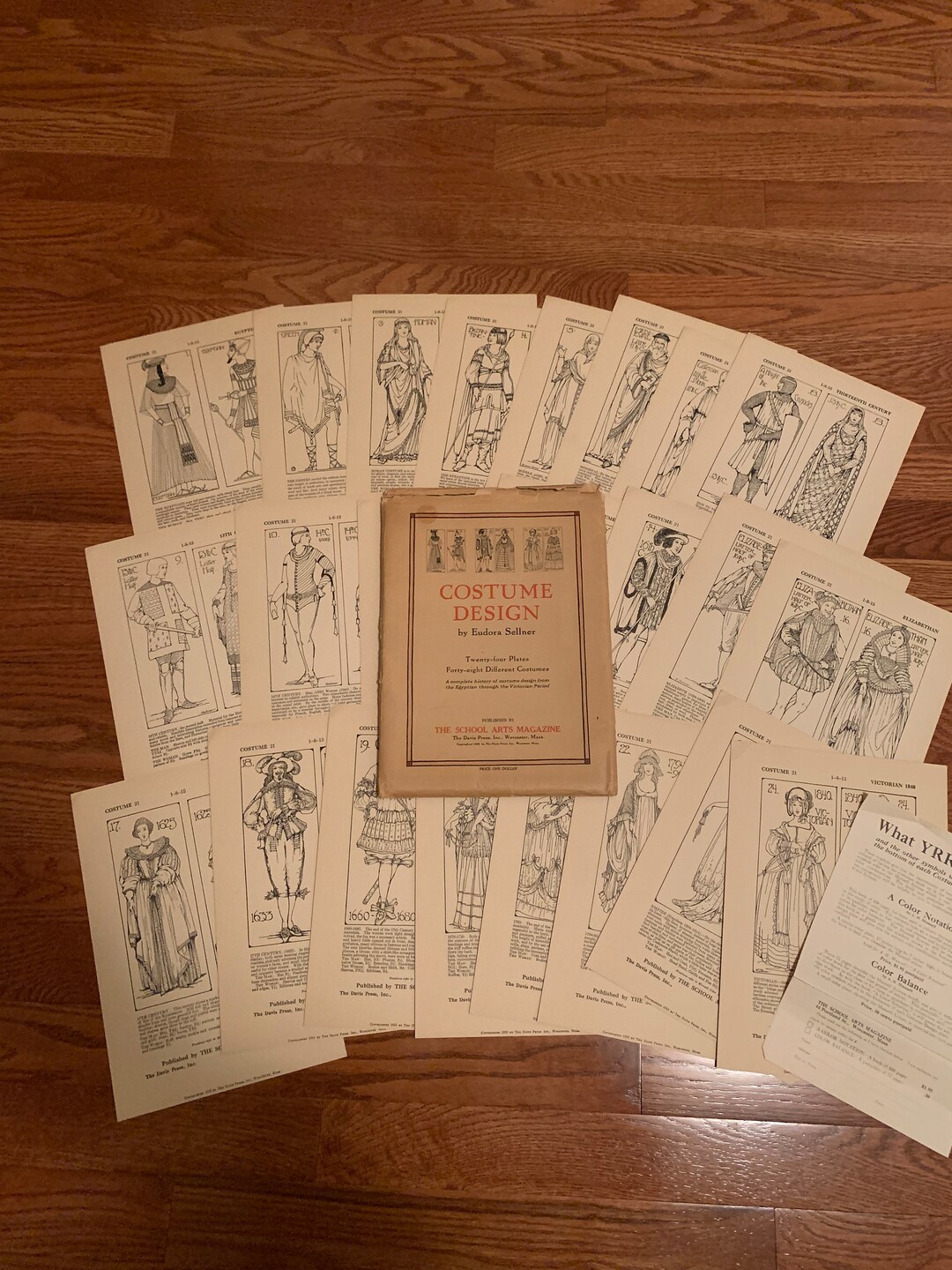 1923 Costume Design by Eudora Sellner, 24 Plates, 48 Different Costumes ...
