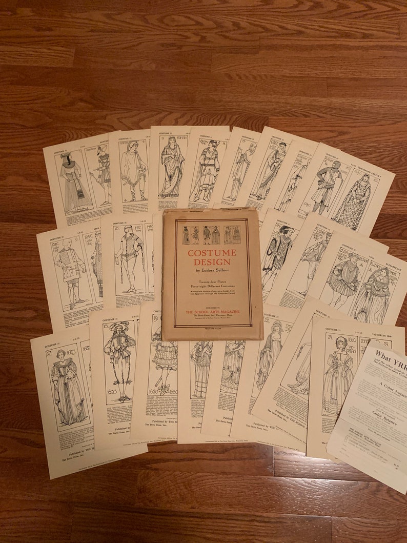 1923 Costume Design by Eudora Sellner, 24 Plates, 48 Different Costumes ...