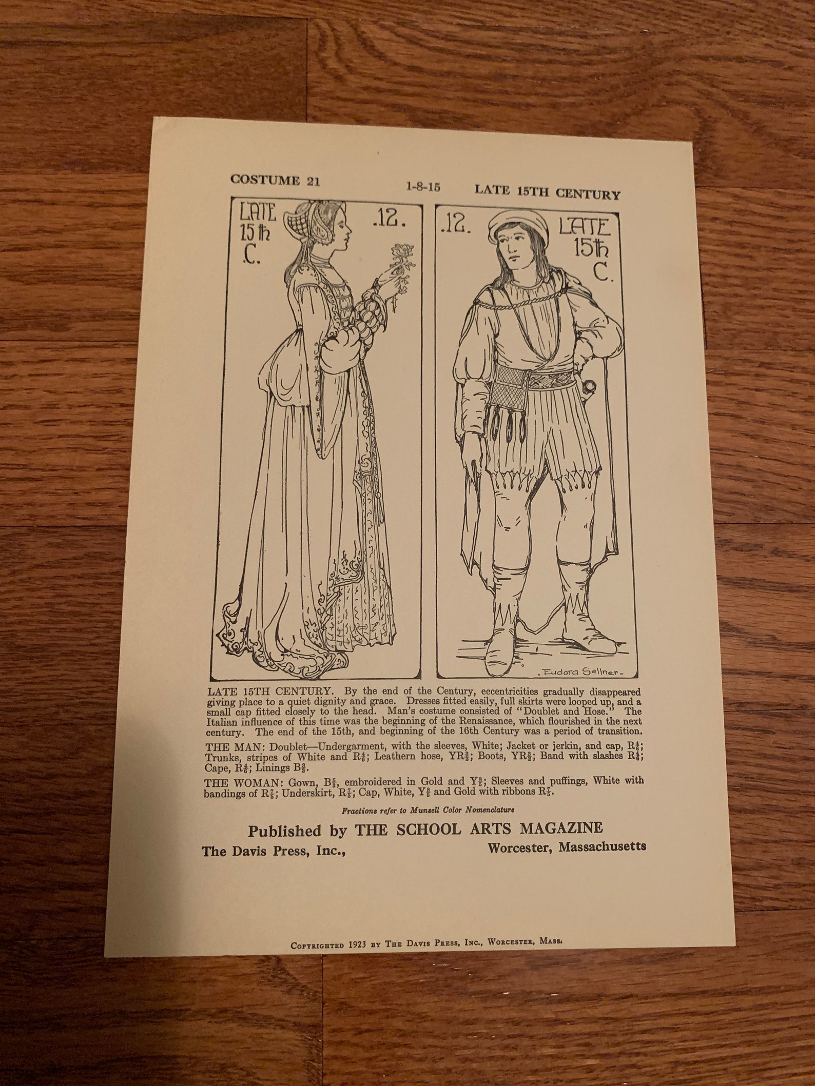 1923 Costume Design by Eudora Sellner, 24 Plates, 48 Different Costumes ...
