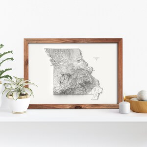 Missouri Map, Missouri Wall Art, Topographic Map, Missouri Decor ...
