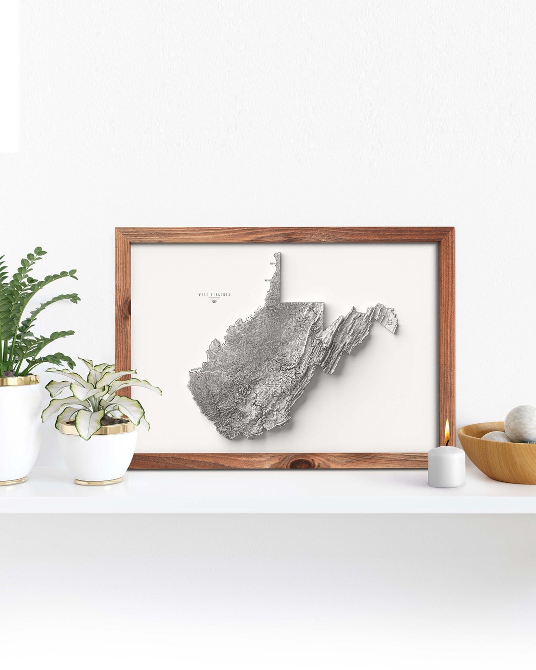 West Virginia Map, West Virginia Wall Art, Topographic Map, West ...
