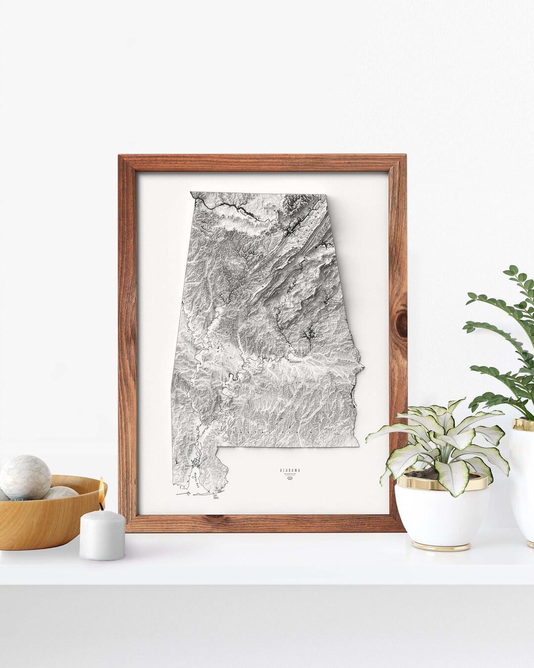 Alabama Map, Alabama Wall Art, Topographic Map, Alabama Decor, Alabama ...