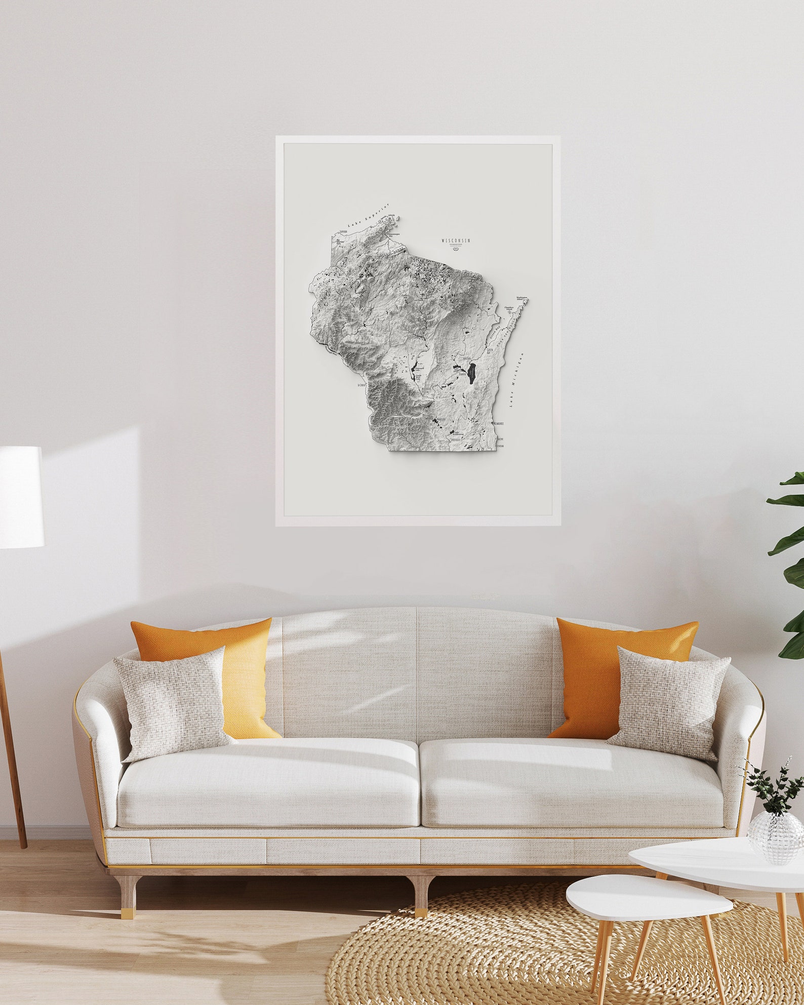 Wisconsin Map, Wisconsin Wall Art, Topographic Map, Wisconsin Decor ...