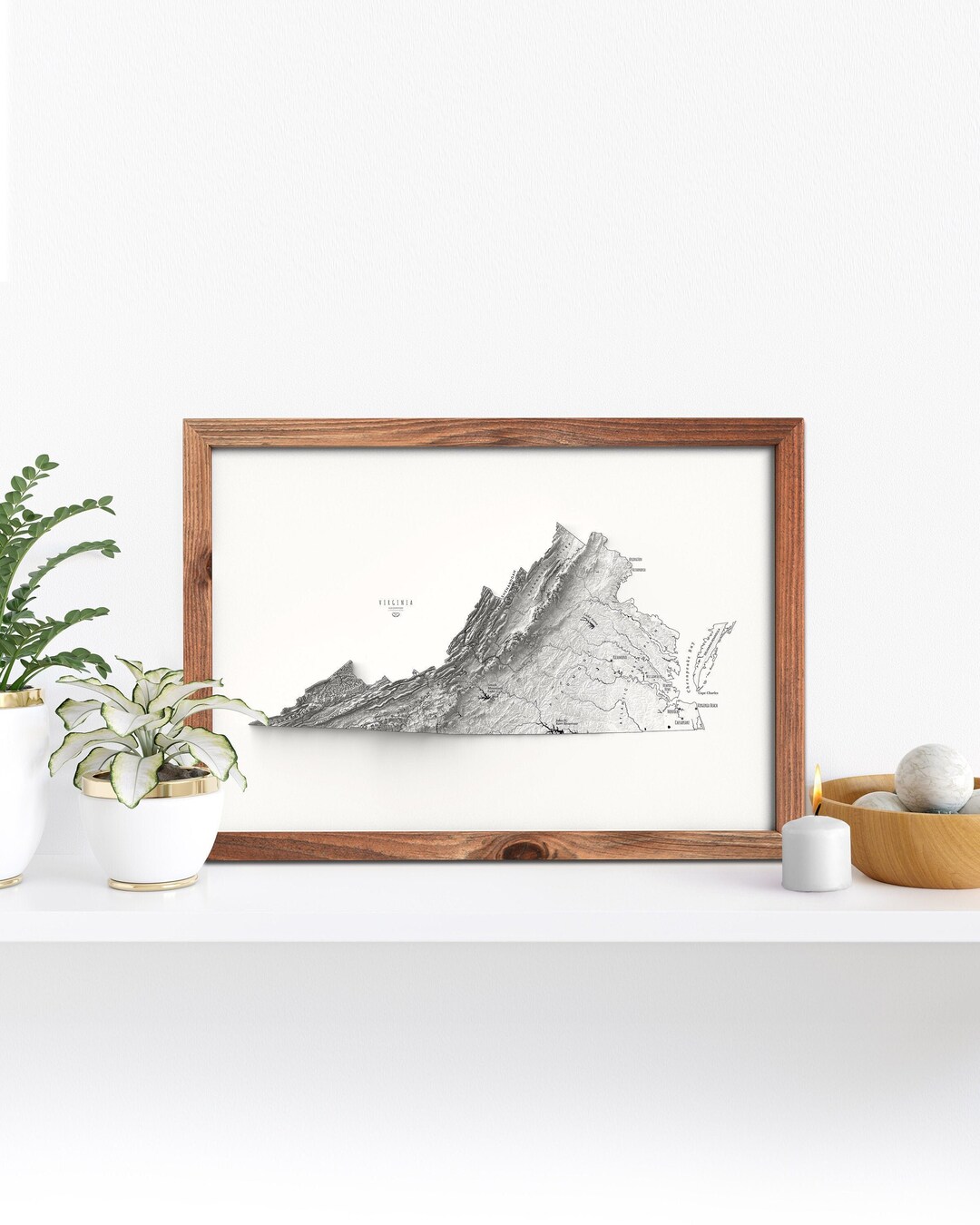 Virginia Map, Virginia Wall Art, Topographic Map, Virginia Gifts ...