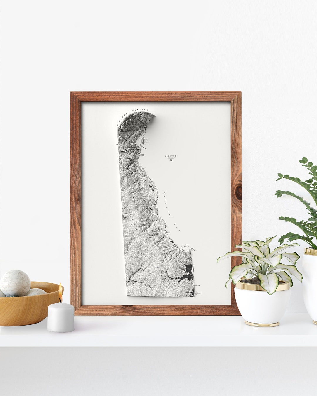 Delaware Map Delaware Wall Art Topographic Map Delaware - Etsy