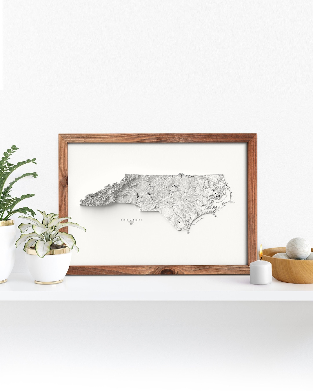 North Carolina Map, North Carolina Wall Art, Topographic Map, North ...