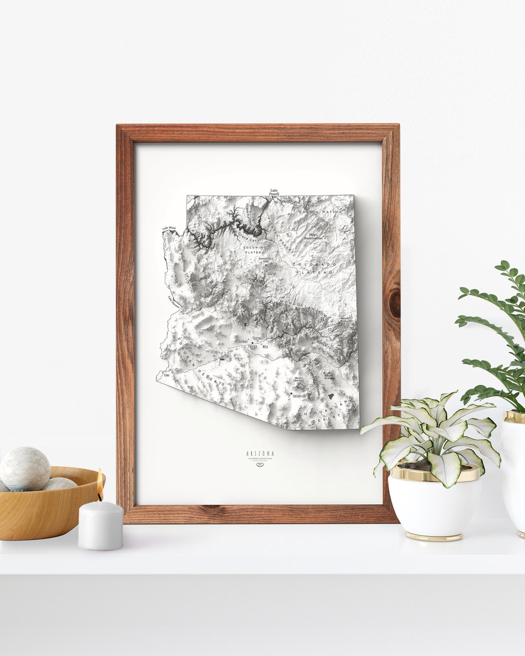 Arizona Wall Art, Arizona Map, Map of Arizona, Housewarming Gift ...