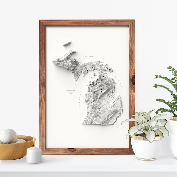 Michigan Map Art - Etsy
