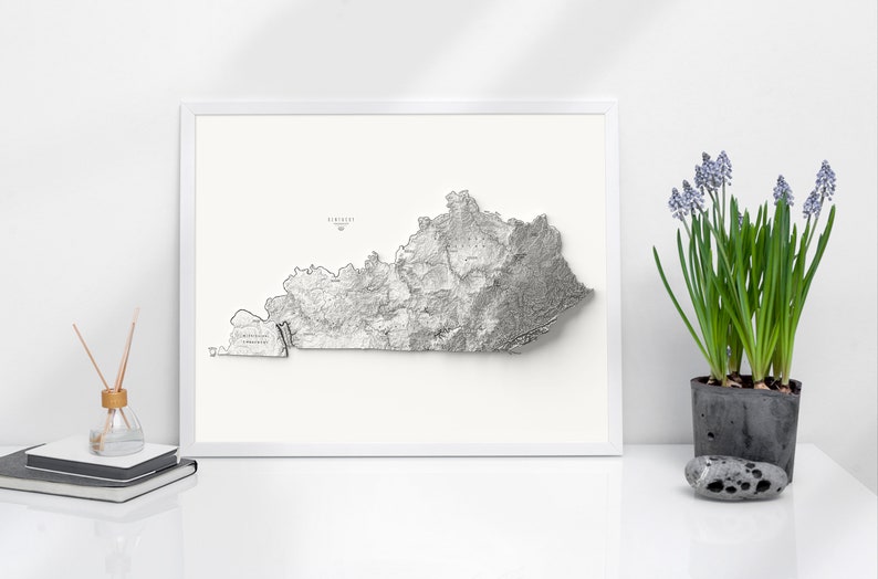 Kentucky Map Kentucky Wall Art Topographic Map Kentucky - Etsy