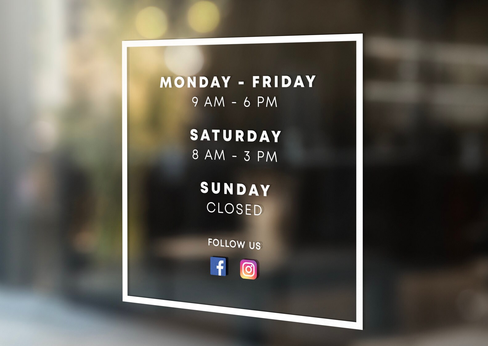 Modern Clean Store Hours Window Decal Store Hours Sticker - Etsy