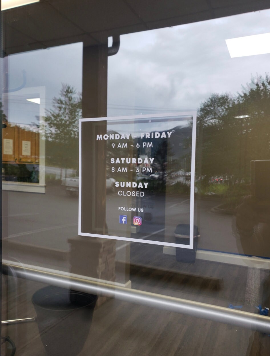 Modern Clean Store Hours Window Decal Store Hours Sticker - Etsy