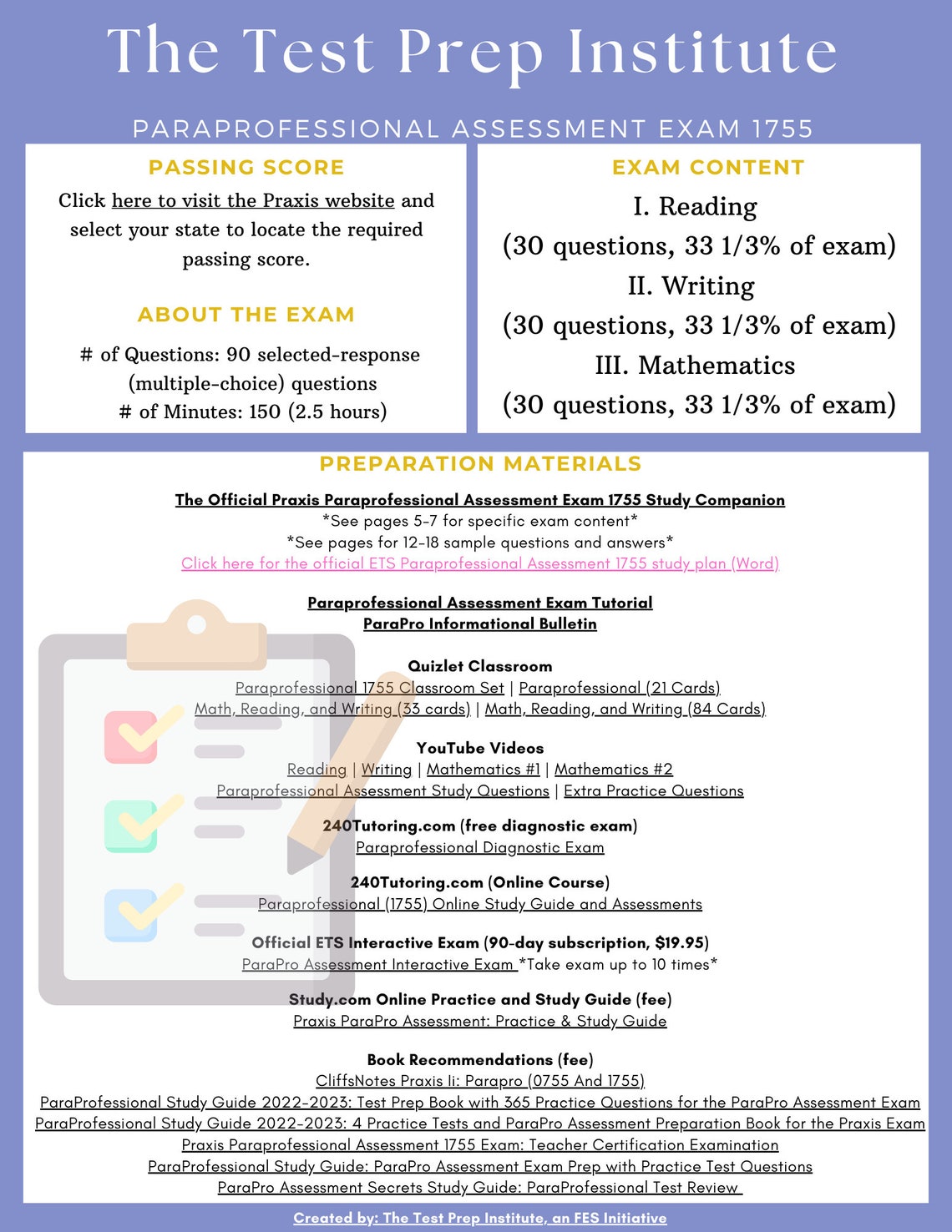 Praxis Paraprofessional 1755 Exam | Resource Guide - Etsy