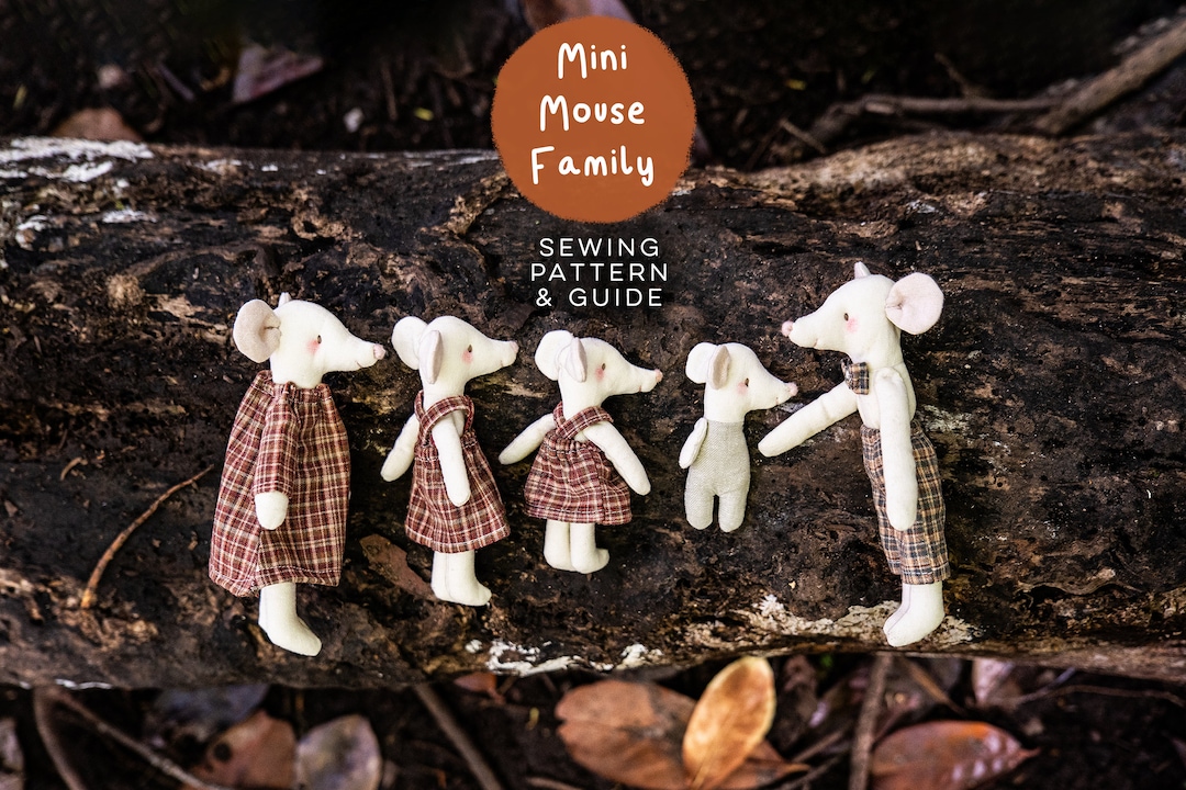 DIY Mini Mouse Family Dollhouse Toy Sewing Pattern Cute Kawaii Scandi ...
