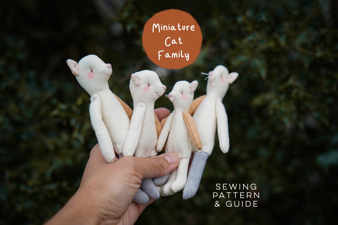 DIY Mini Toy Cat Sewing Pattern Family Kitten Kitty Cute Kawaii Scandi ...
