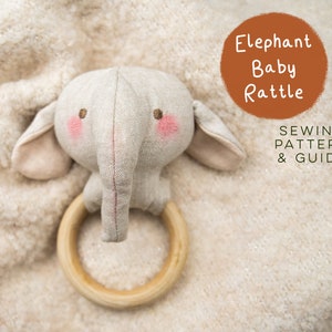 DIY Elephant Baby Rattle Plushie Sewing Pattern | Cute Scandi Rag ...
