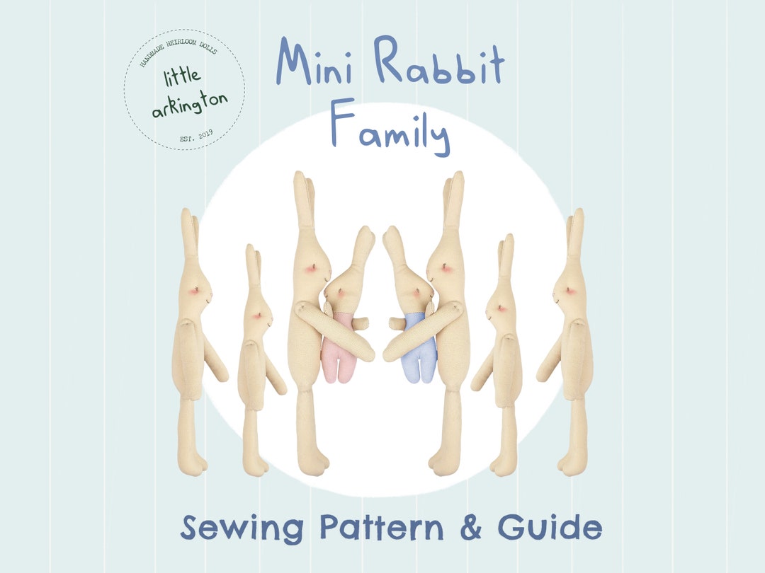 DIY Mini Toy Rabbit Sewing Pattern Family Instructions Bunny Scandi ...