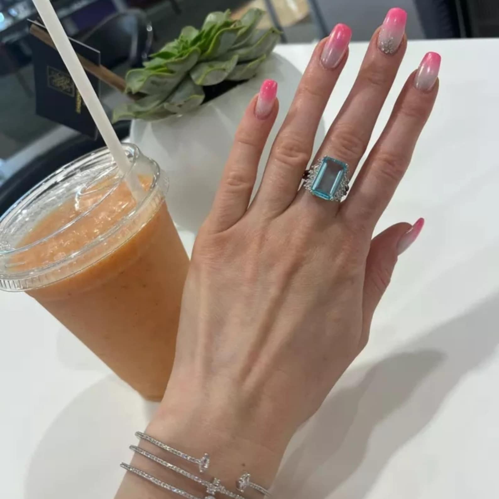 Blue Topaz Women Ring Large Rectangle Gemstone Ring - Etsy