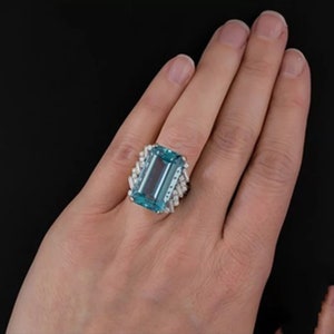 Blue Topaz Women Ring Large Rectangle Gemstone Ring - Etsy