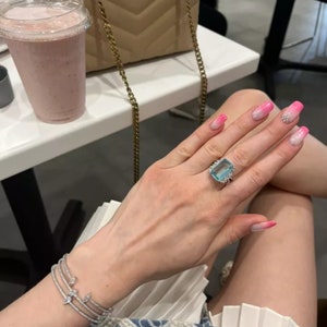 Blue Topaz Women Ring Large Rectangle Gemstone Ring - Etsy