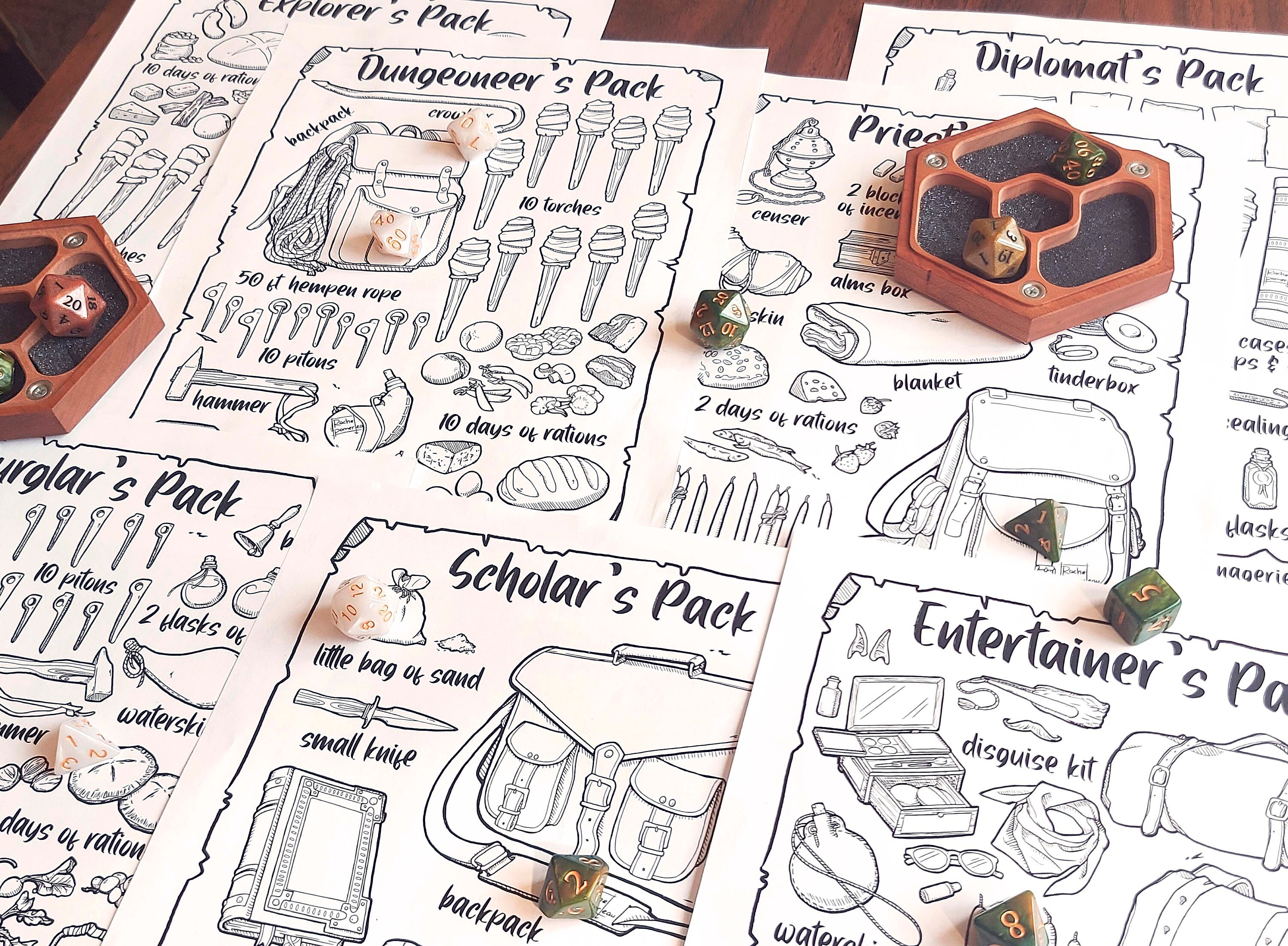 DND Equipment Packs | Complete Set of Visual Aid Coloring Pages ...
