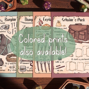 DND Equipment Packs Complete Set of Visual Aid Coloring - Etsy