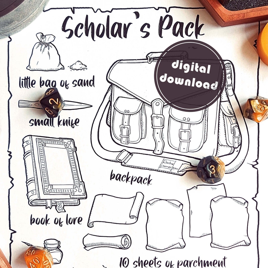 Scholar's Pack | Visual Aid Coloring Page | Digital Download | D&D 5e ...