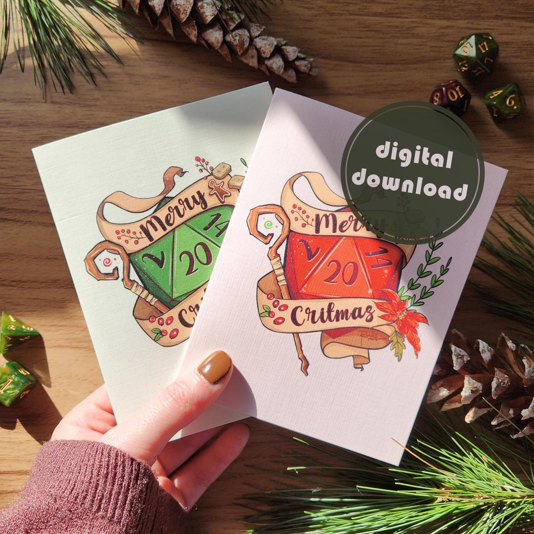 Merry Critmas Dice Cards Digital Download D&D Critical Role Christmas ...