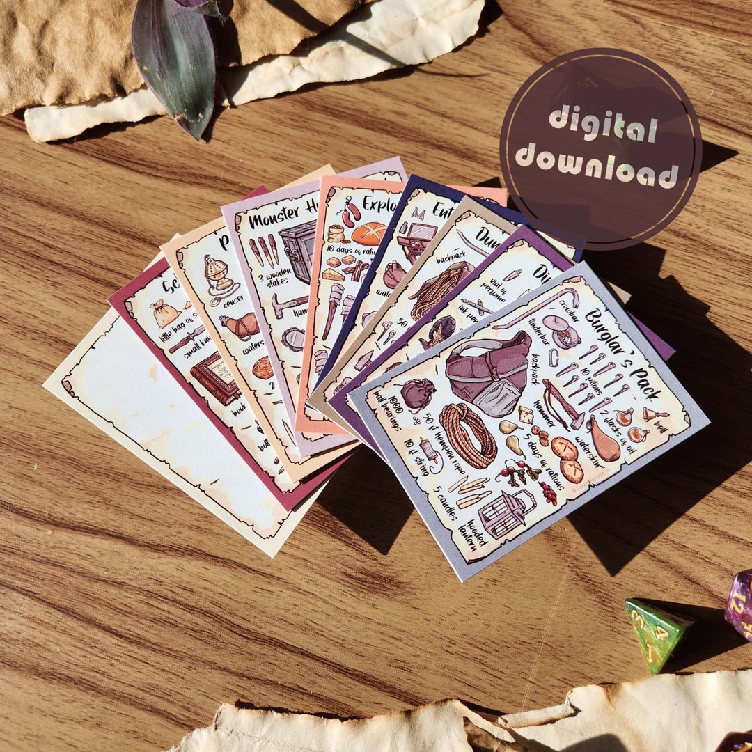 DND Equipment Packs Complete Set of Visual Aid Reference - Etsy