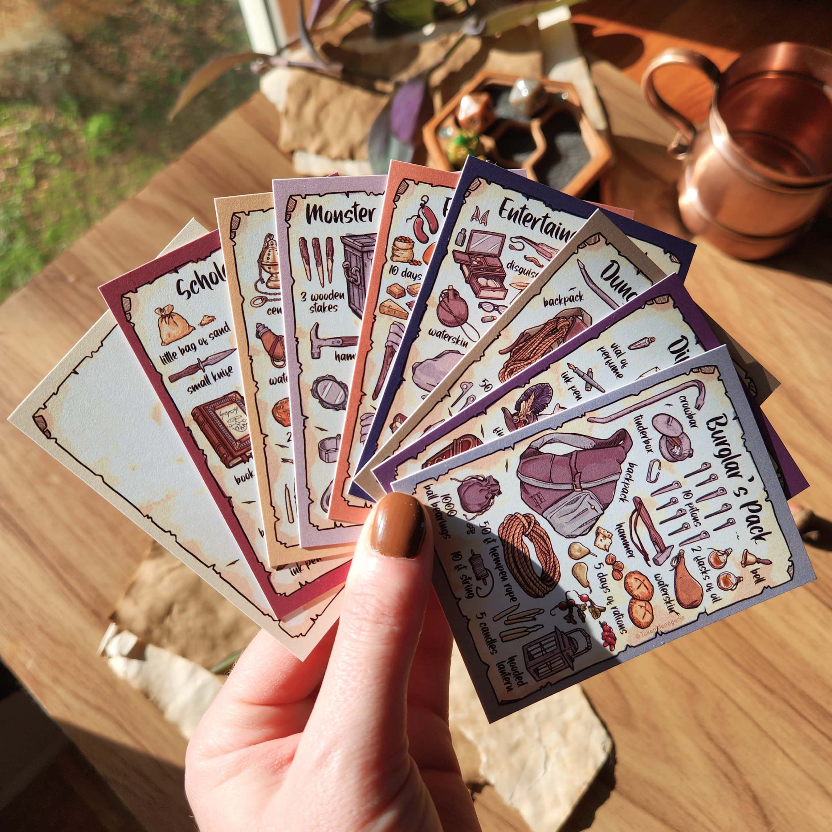 DND Equipment Packs | Complete Set of Visual Aid Reference Cards ...