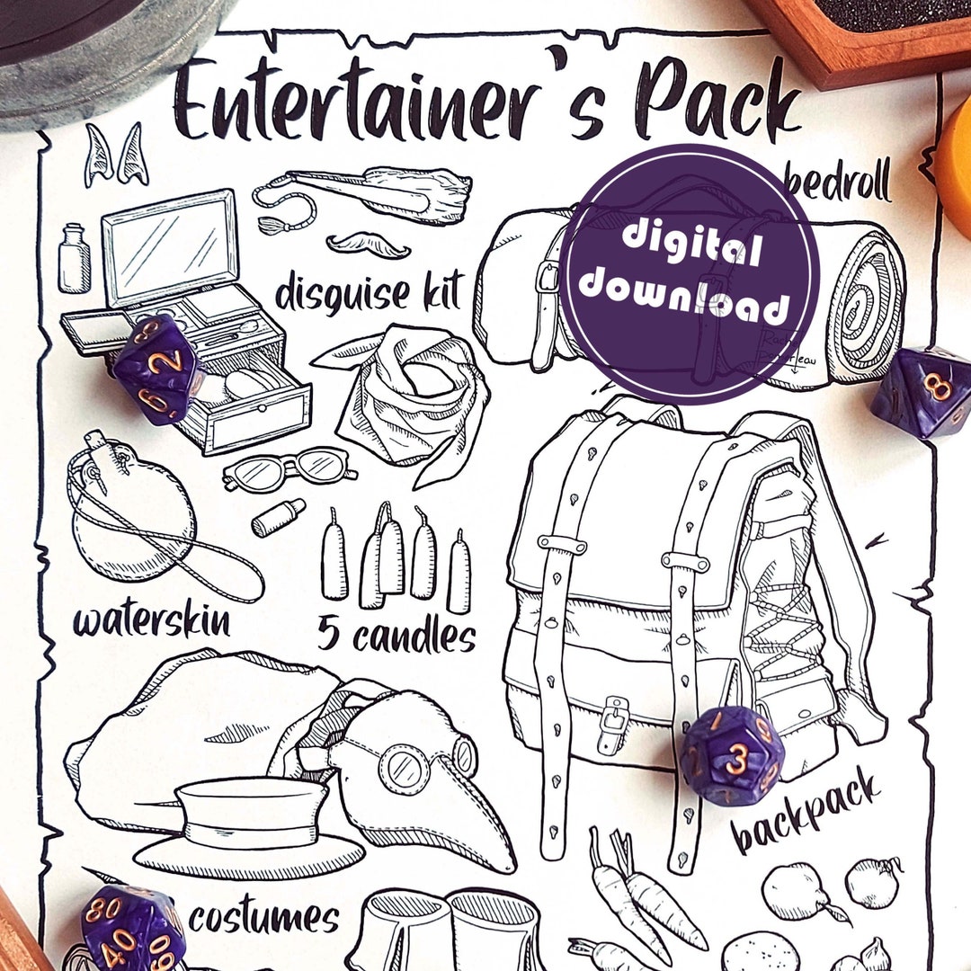 Entertainer's Pack | Visual Aid Coloring Page | Digital Download | D&D ...