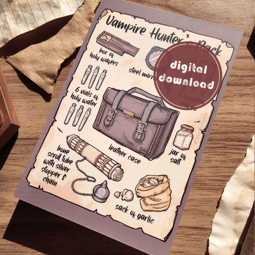 Vampire Hunter's Pack | Homebrew | DND Visual Aid Reference Card ...