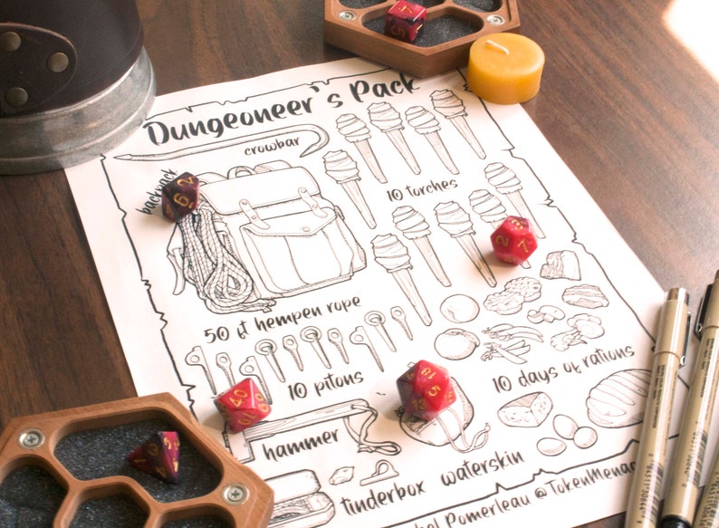 Dungeoneer's Pack Visual Aid Coloring Page Digital - Etsy