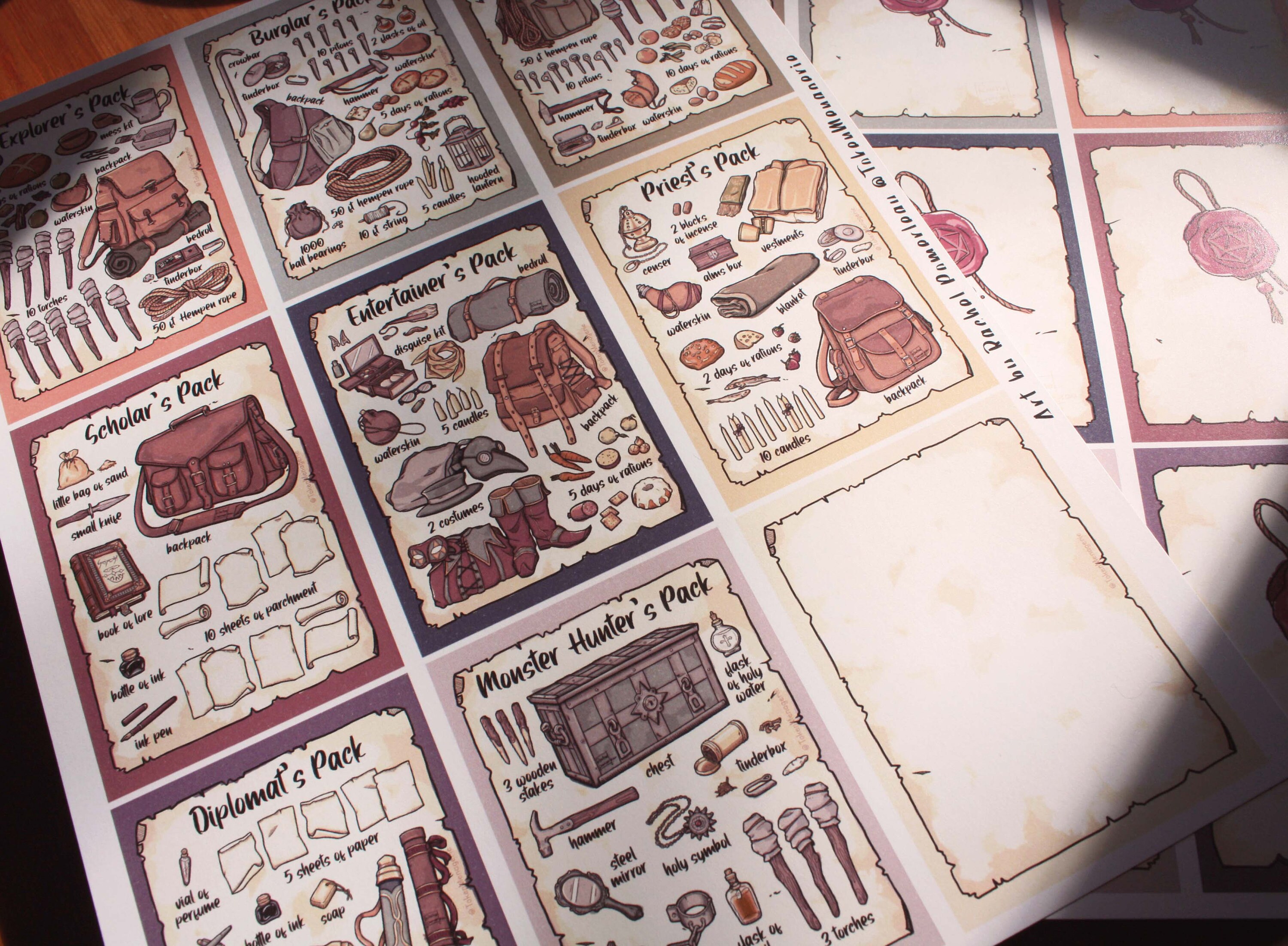 DND Equipment Packs Complete Set of Visual Aid Reference - Etsy Australia