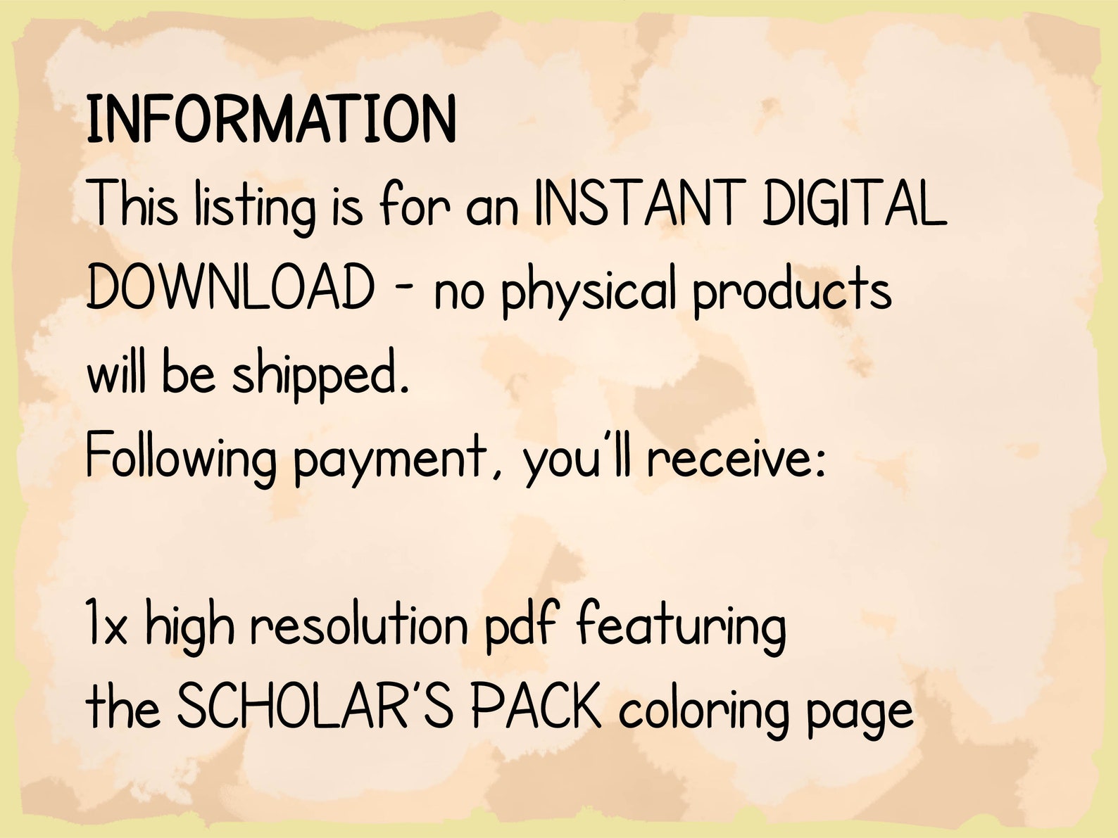 Scholar's Pack Visual Aid Coloring Page Digital - Etsy