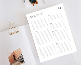 Grocery Shopping List With Categories Chevron Fillable Printable PDF ...