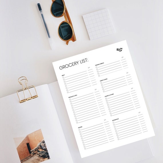 Grocery List with Categories Printable PDF Meal Planner | Etsy