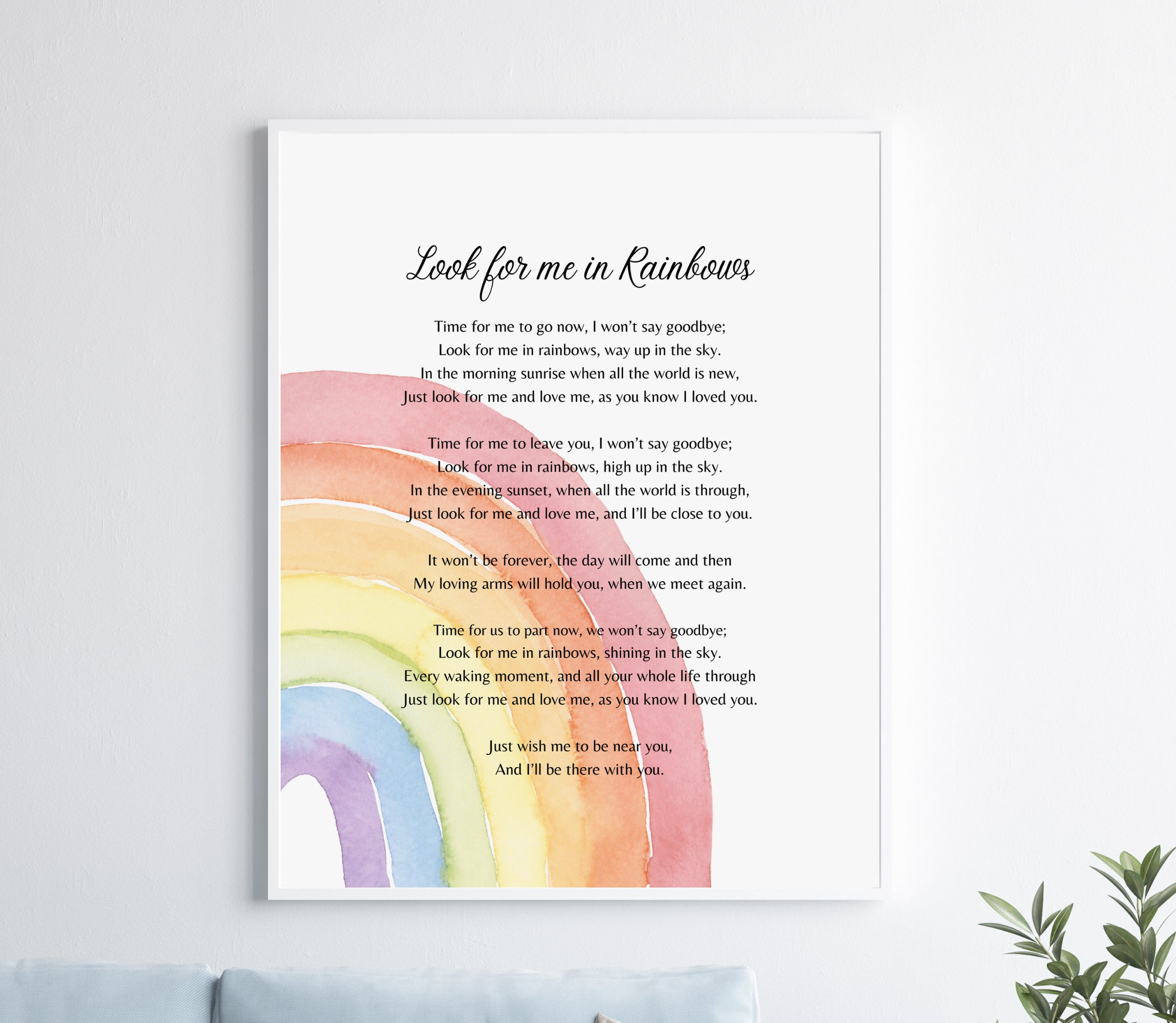 Look for Me in Rainbows Funeral Poem Memorial Gift Loved - Etsy
