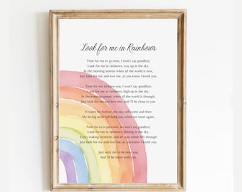 Look for Me in Rainbows Funeral Poem Memorial Gift Loved - Etsy