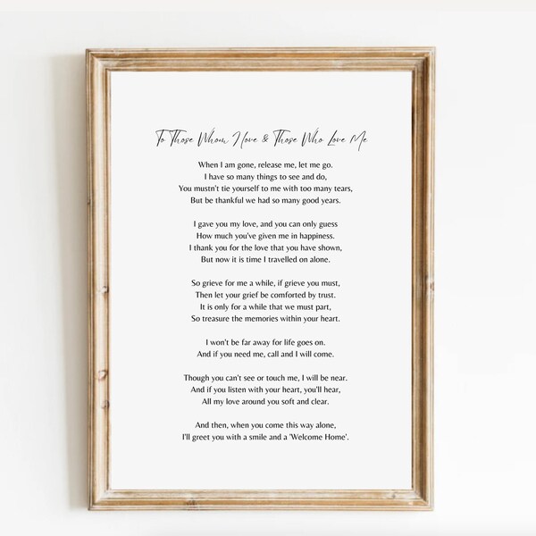To Those I Love and Those That Love Me Poem - Etsy Australia