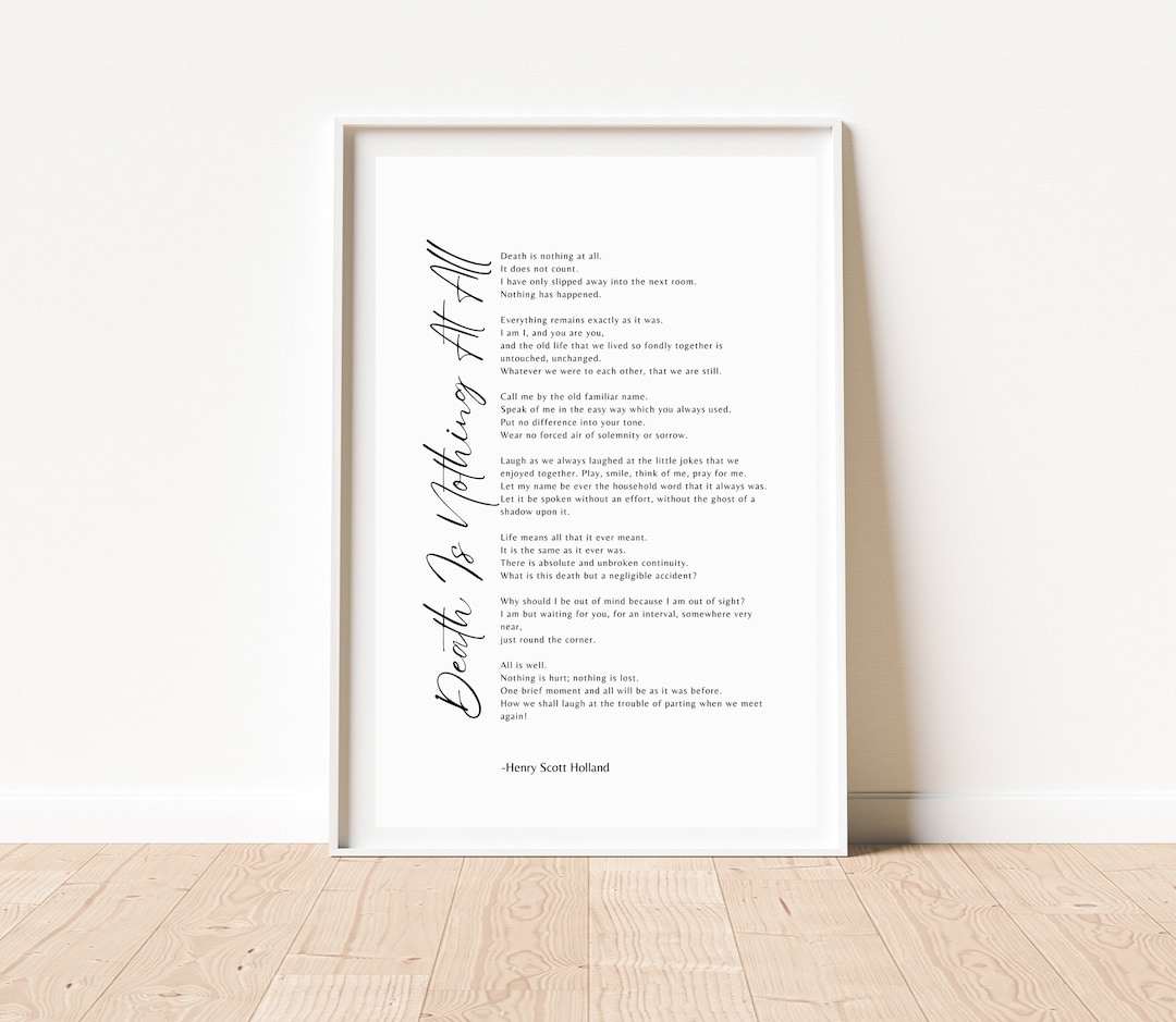 Death is Nothing at All Henry Scott Holland Poem Funeral - Etsy