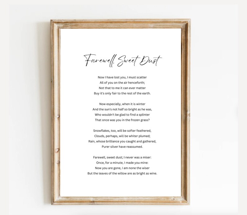 Farewell Sweet Dust by Elinor Wylie Pain Funeral Poem - Etsy