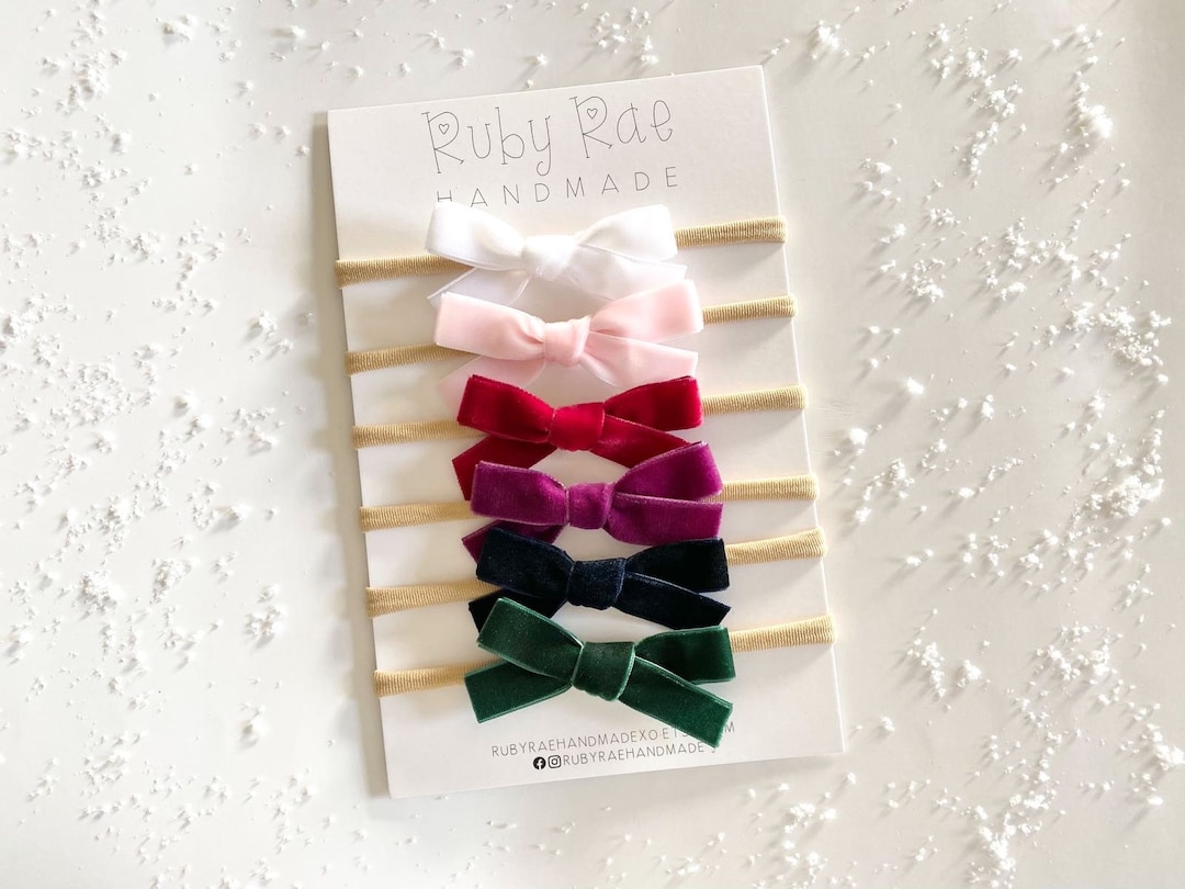 Mini Velvet Hair Bow Set Velvet Ribbon Hair Bows Velvet - Etsy