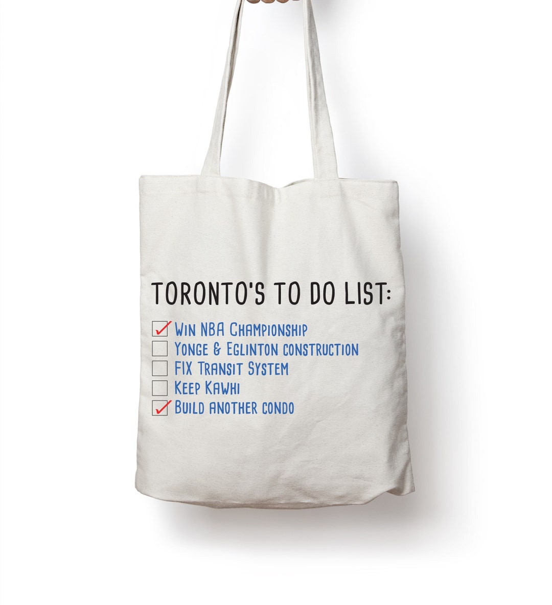 Toronto Checklist Totebag 16oz Canvas . Toronto Summer Reusable Tote ...