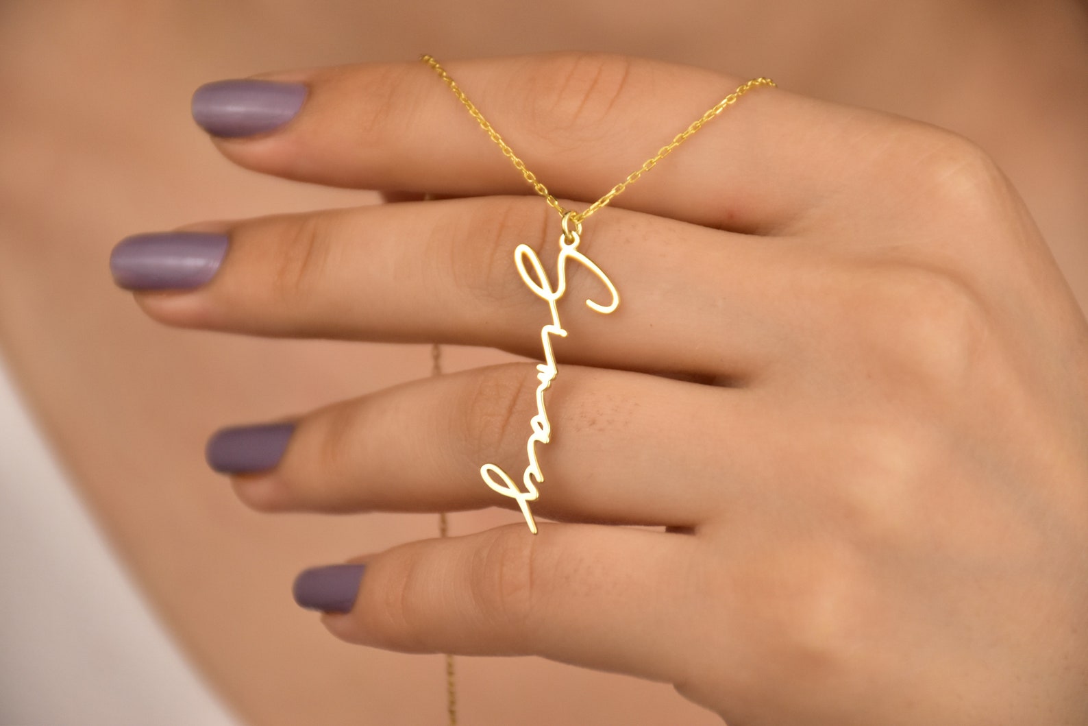 Signature Name Necklace, Minimalist Name Necklace, Custom Gold Name ...