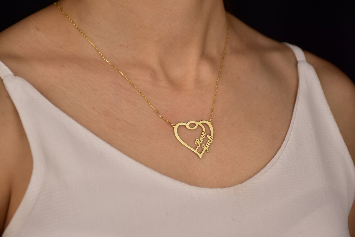 Custom Heart Necklace,personalized Heart Necklace,custom 2 Name ...