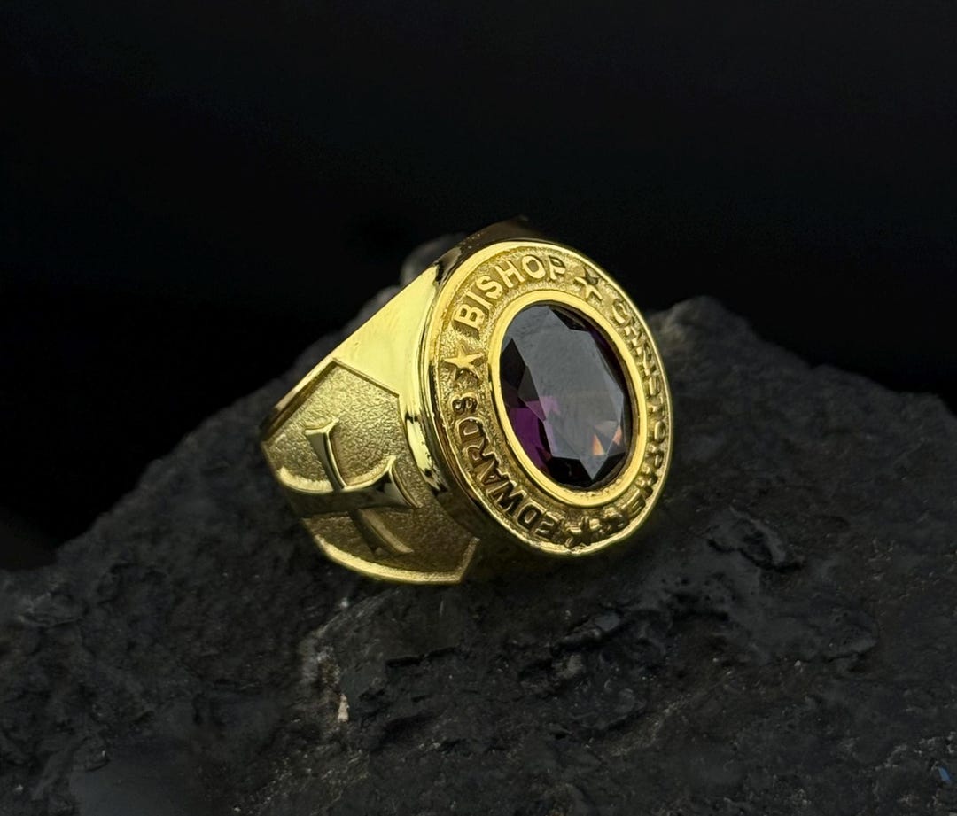 Custom Bishop Ring, Christian Ring, Gold Cross Ring, Personalized 18K ...