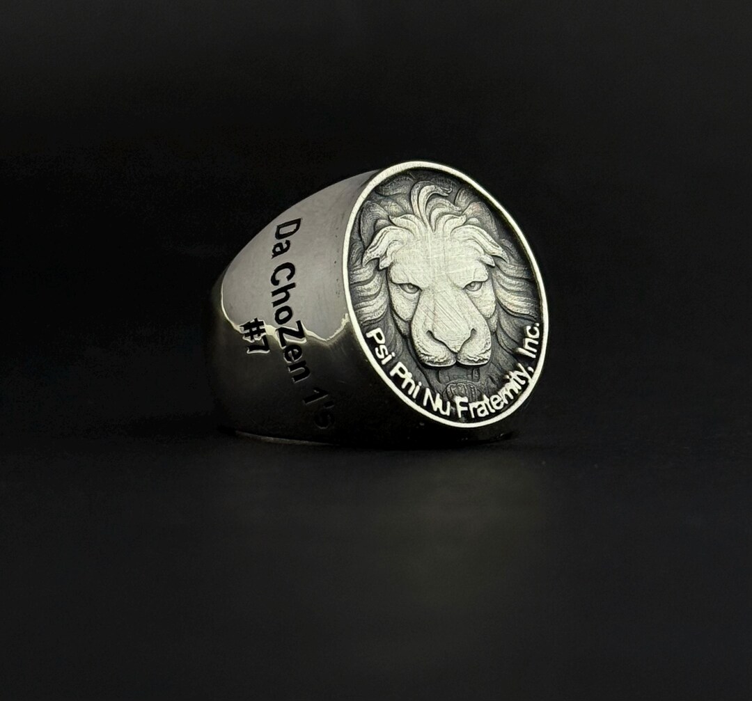 Personalized Silver Fraternity Ring – Custom Psi Phi Nu Signet Ring ...