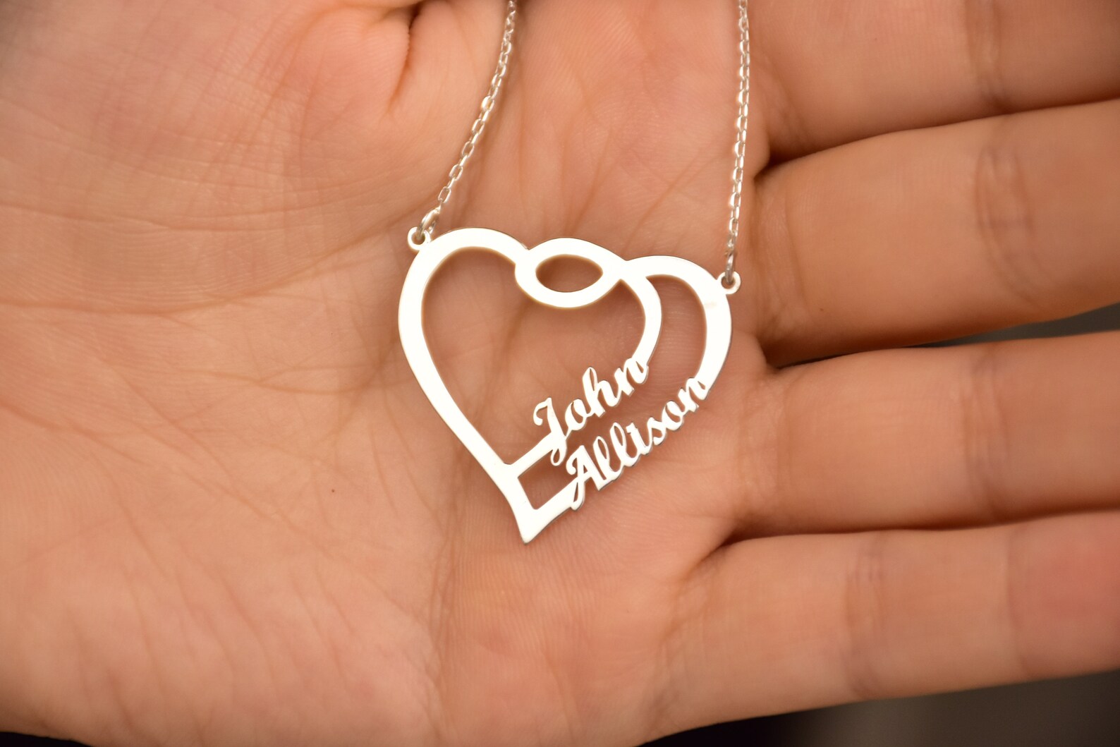 Custom Heart NecklacePersonalized Heart NecklaceCustom 2 | Etsy